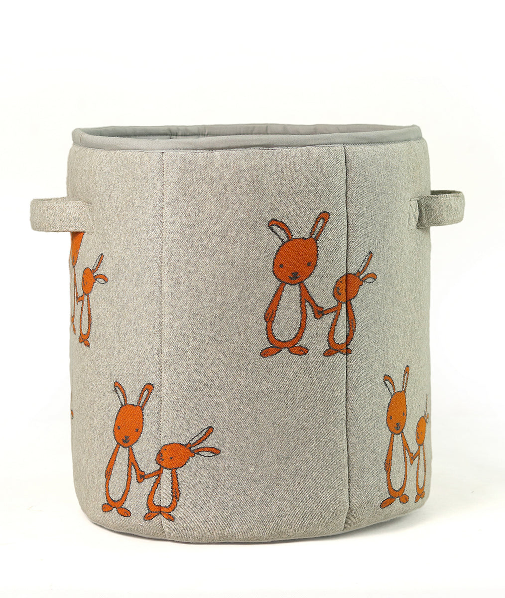 Mumma and Baby Bunny Cotton Knitted Large Kids Baskets in Light Grey M ...
