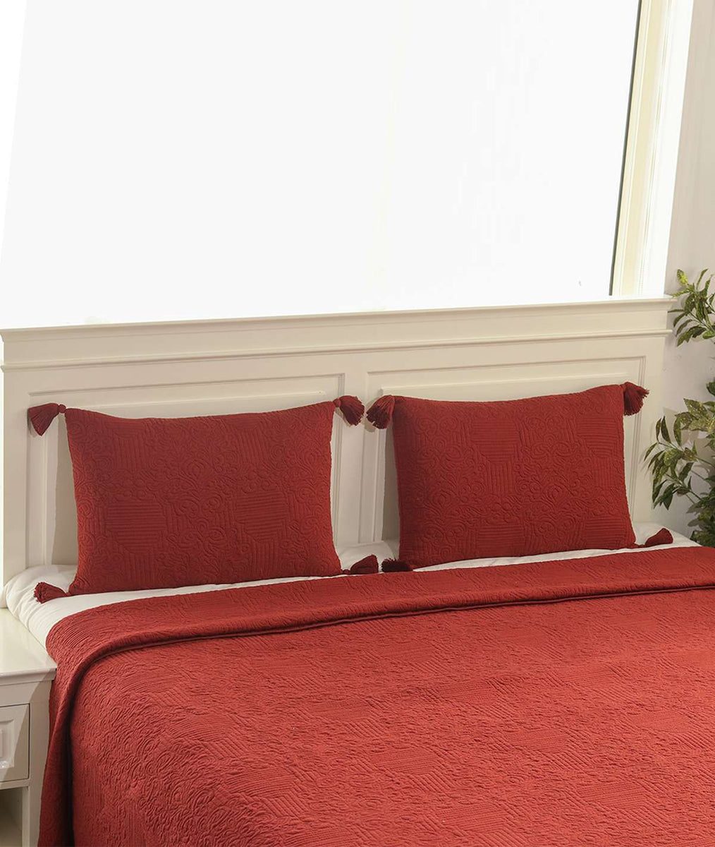 Antique Mahogany Color 100 Cotton Knitted King Size Bed Cover Pluchi antique-mahogany-color-100-cotton-knitted-king-size-bed-cover-pluchi