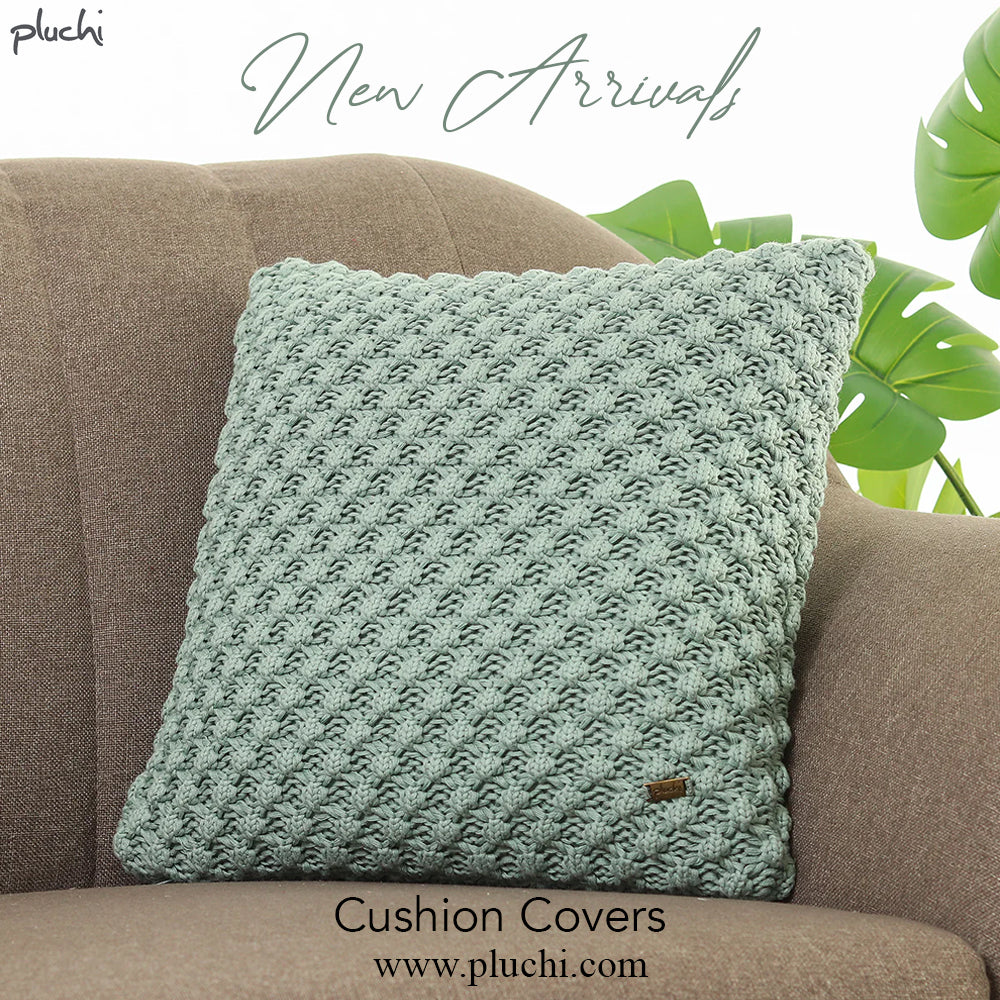 Pluchi's New Arrival: Popcorn Dusty Blue Cotton Knitted Cushion Cover ...