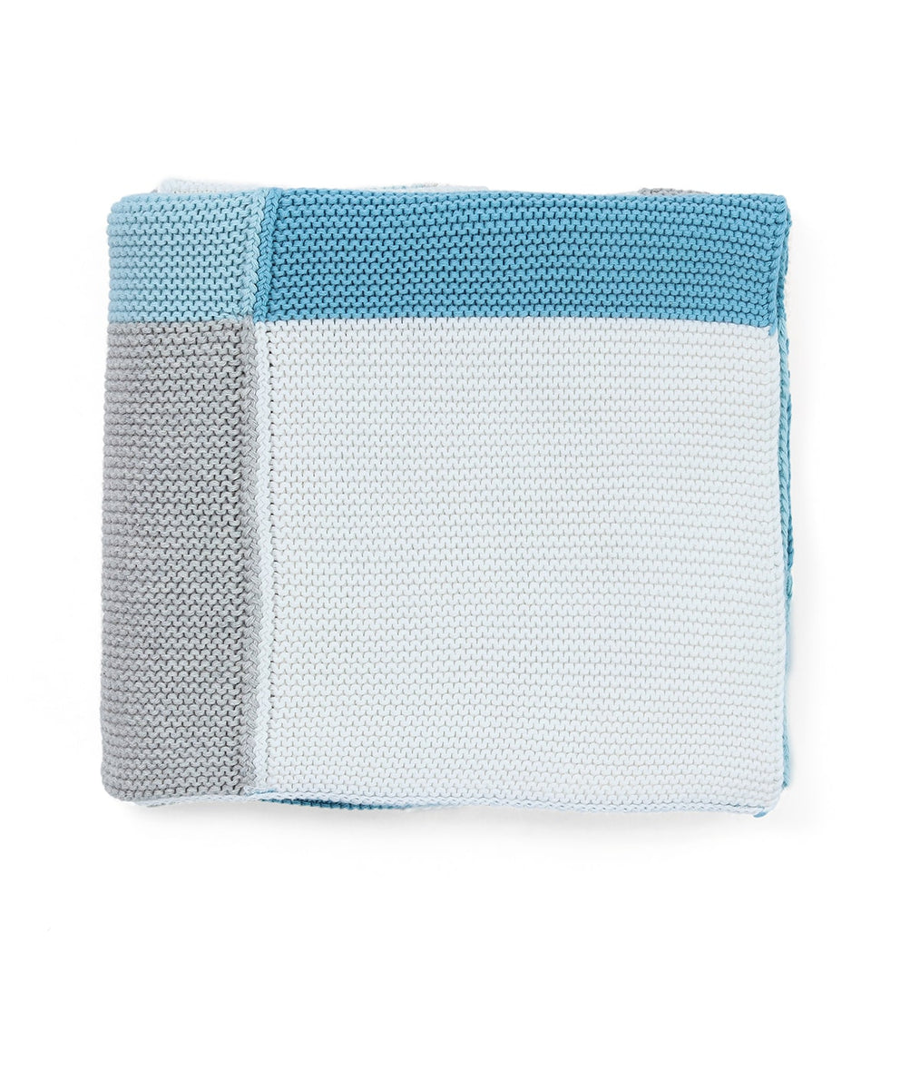 Transfer Knit Color Blocks with Stripes- Baby Blue Color Cotton Knitte ...
