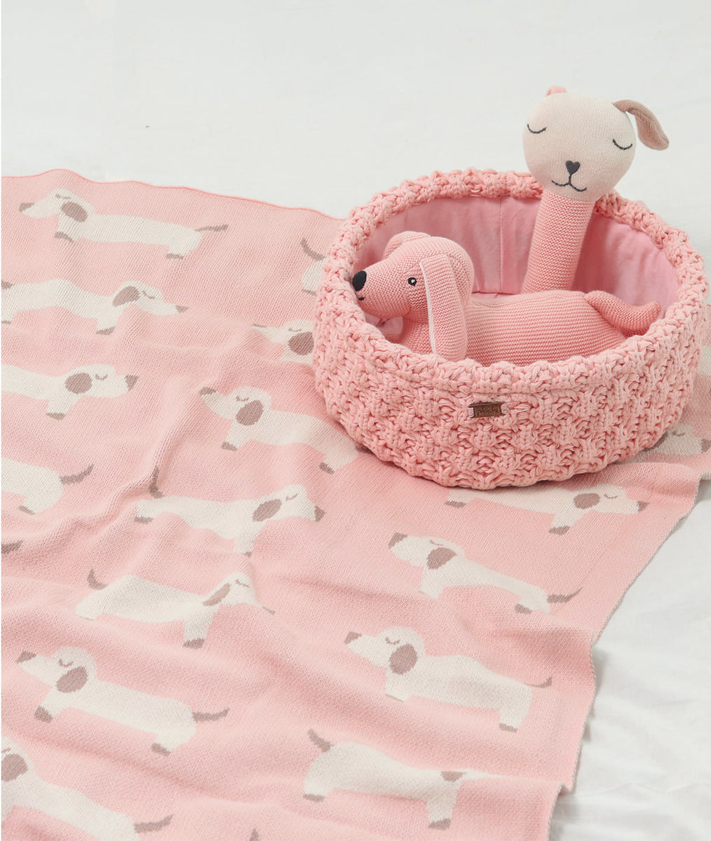 Mutt Gift Basket (Set of 4 pcs - Storage Basket, Knitted Baby Blanket ...