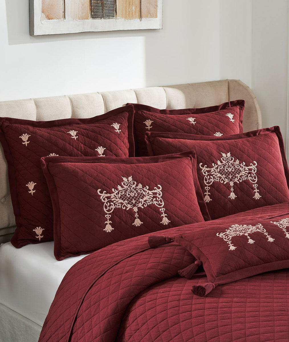 Tiara Embroidered Bedcover 100% Cotton Knitted With Polyester Filled K ...