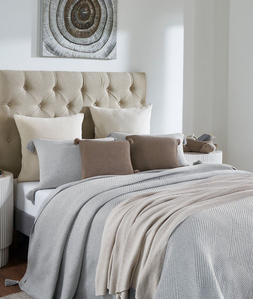 Trio Stripe Light Grey Melange & Vanilla Grey Melange Color 100% Cotto ...