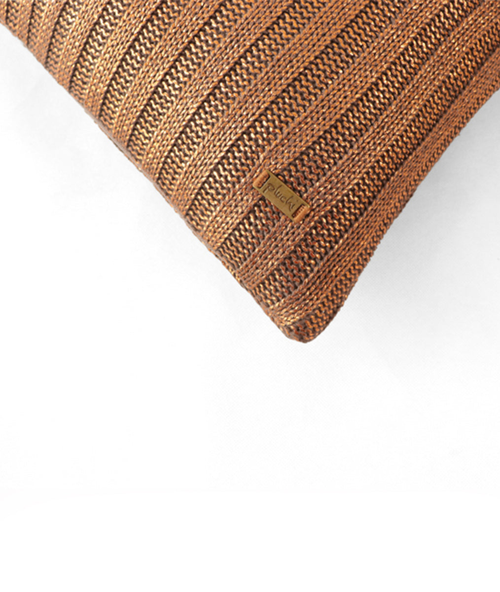 Stripe Knit Foil Print Cotton Knitted Decorative Espresso Copper Print ...