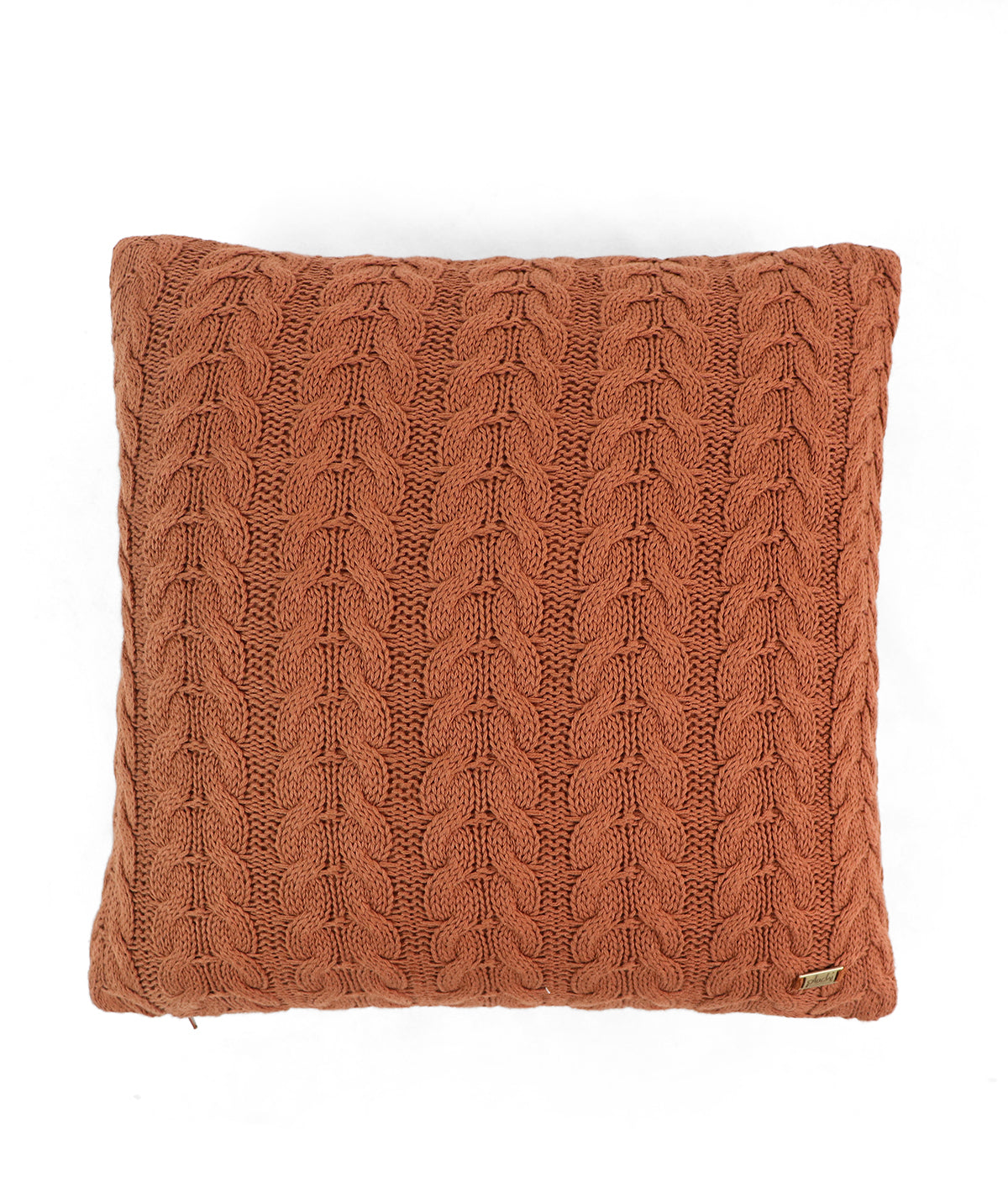 Colette Rosy Brown Cotton Knitted Decorative 16 X 16 Inches Cushion Co ...