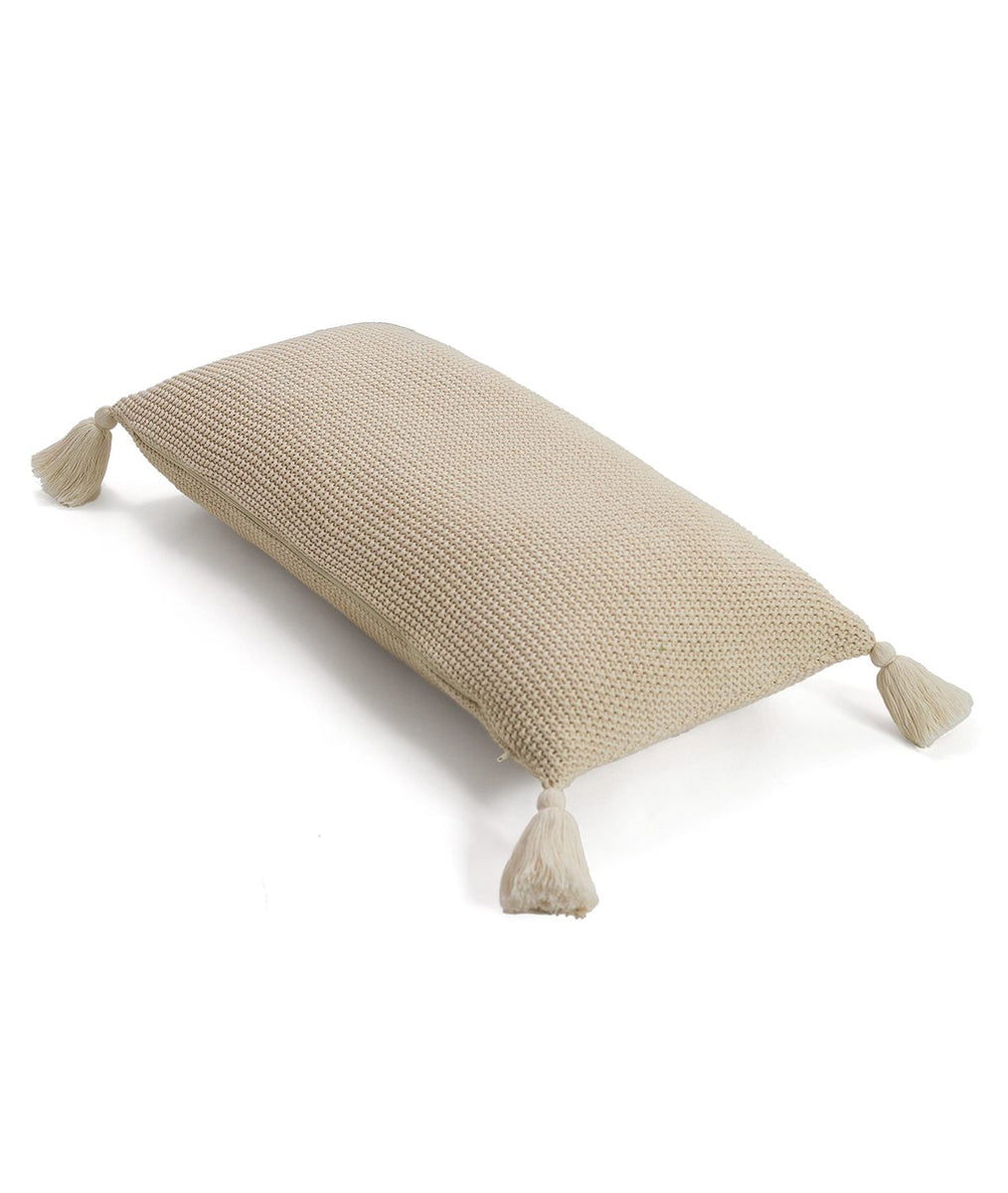 Moss Knit Cotton Knitted Decorative Natural Color 14 x 27 Inches Pillo ...