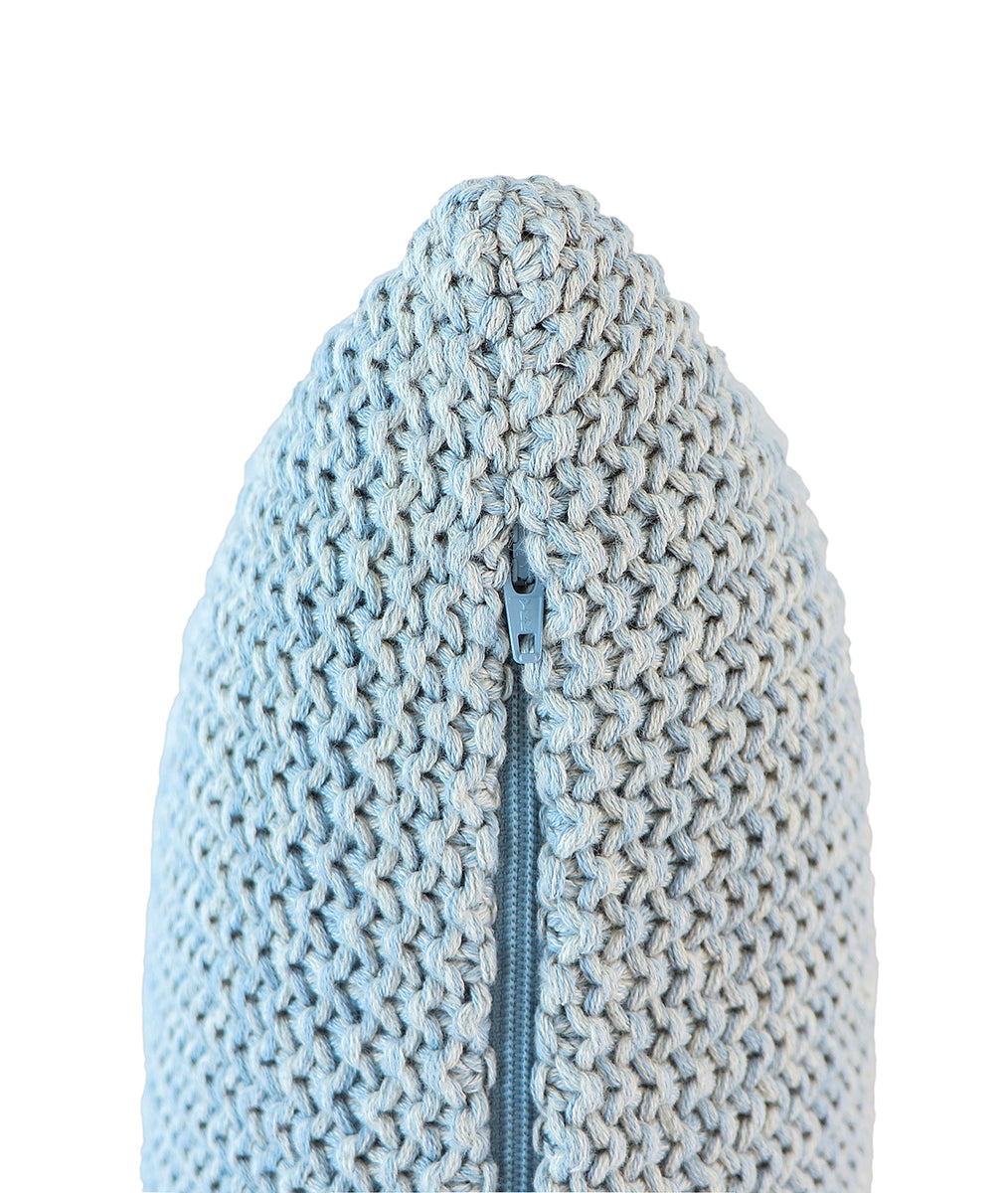 Moss Marld Alise Blue & Vanilla Grey Melange Cotton Knitted Decorative ...