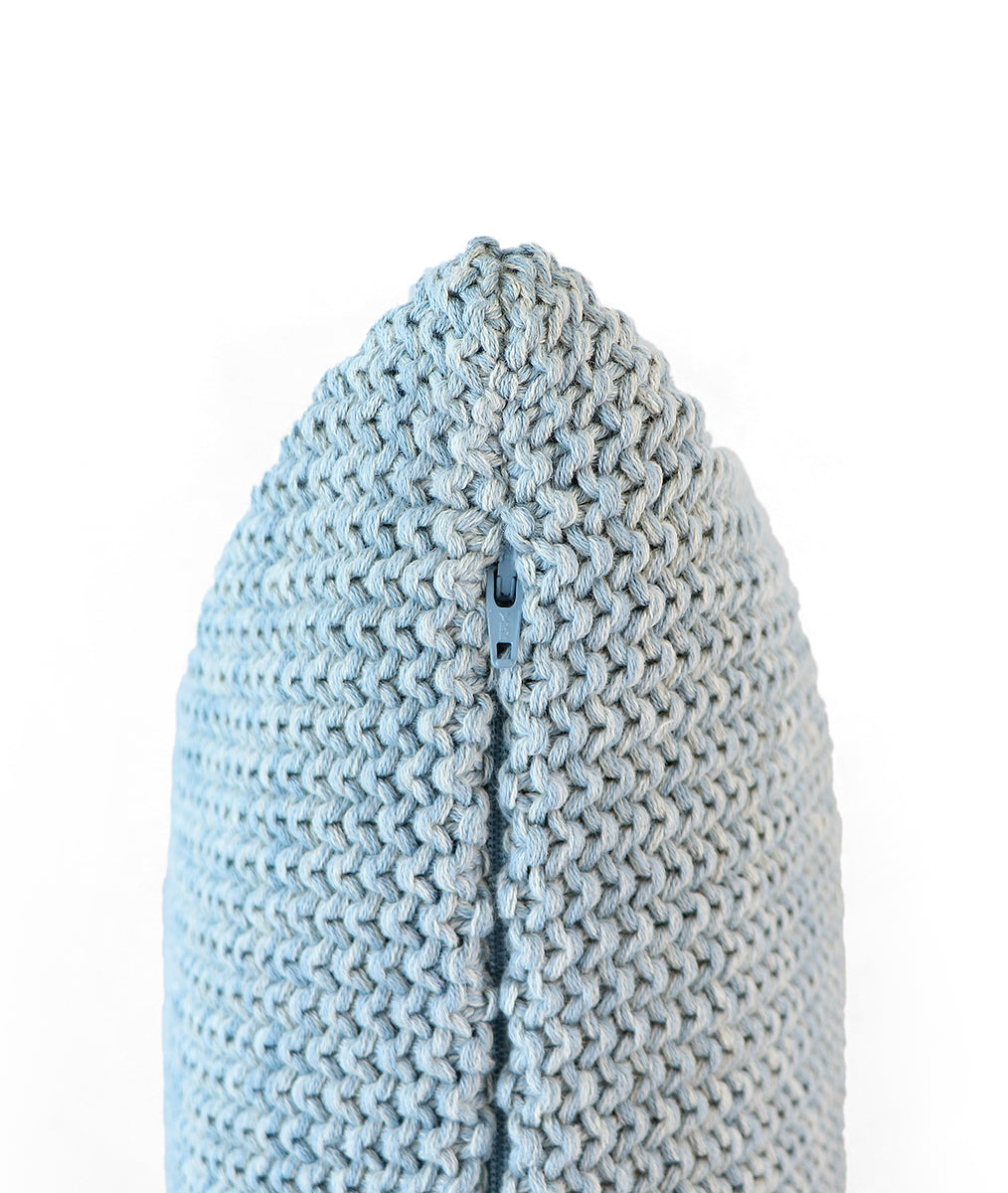 Moss Marld Alise Blue & Vanilla Grey Melange Cotton Knitted Decorative ...