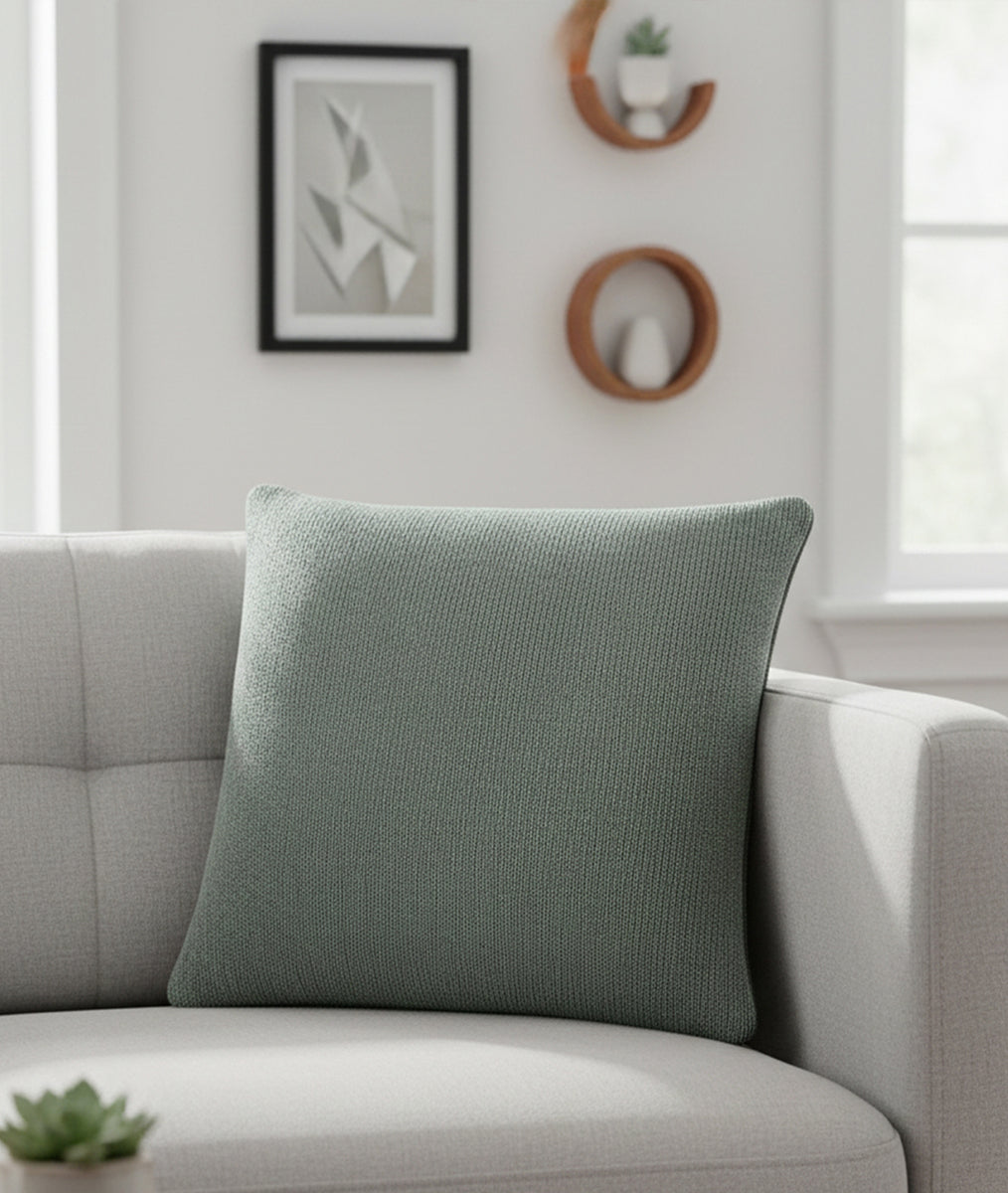 Marina Cotton Knitted Decorative Cadet Grey Color 22 x 22 Inches Cushi ...