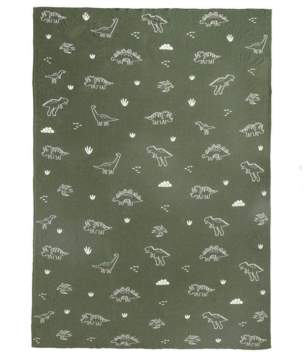 Jurassic World- Dark Green & Natural Color Cotton Knitted Throw / Ac B ...