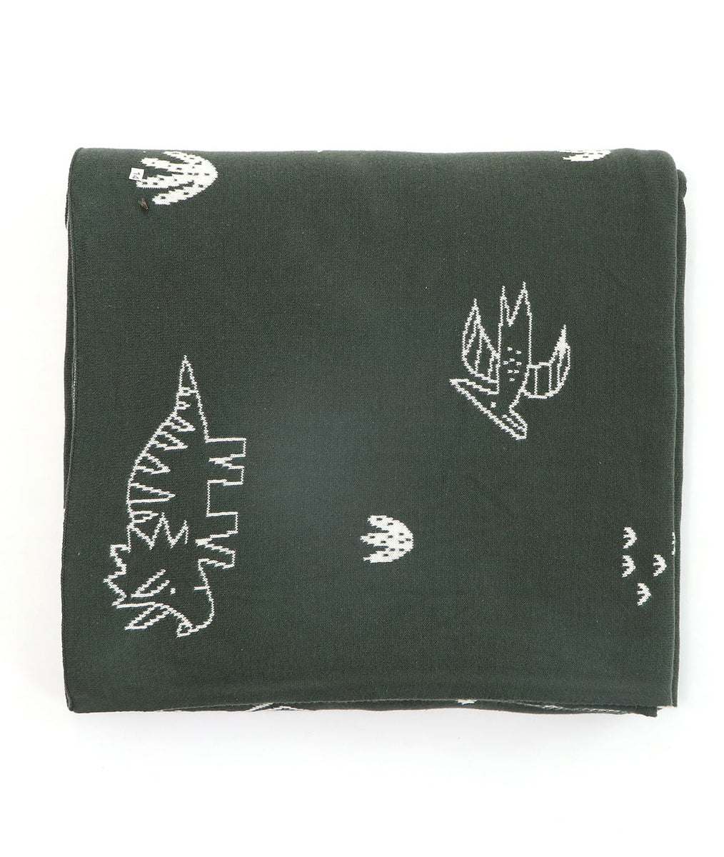 Jurassic World- Dark Green & Natural Color Cotton Knitted Throw / Ac B ...