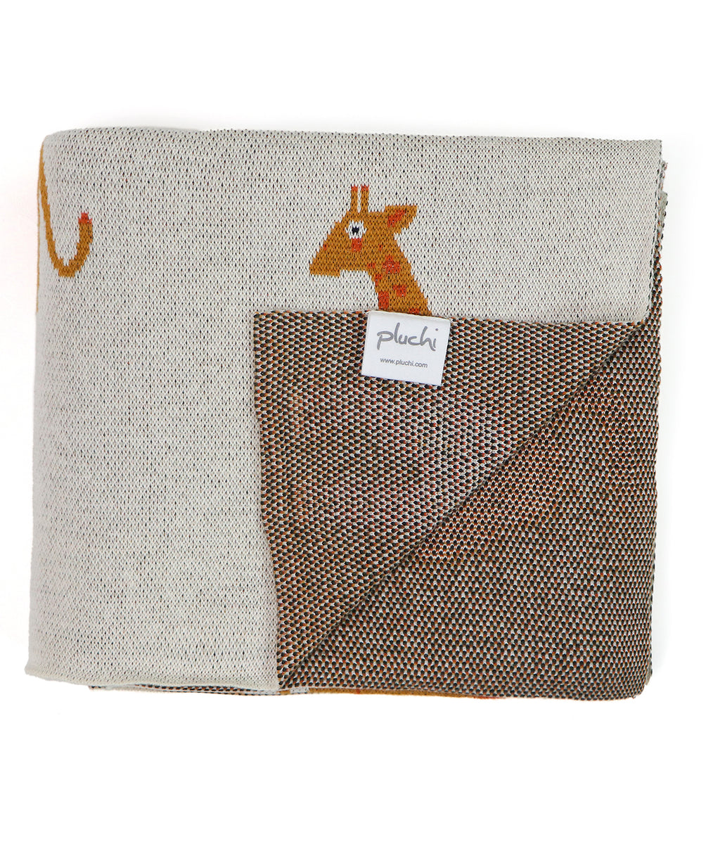 Wild Safari Natural & Multi Color Cotton Knitted Throw / Ac Blanket Fo ...