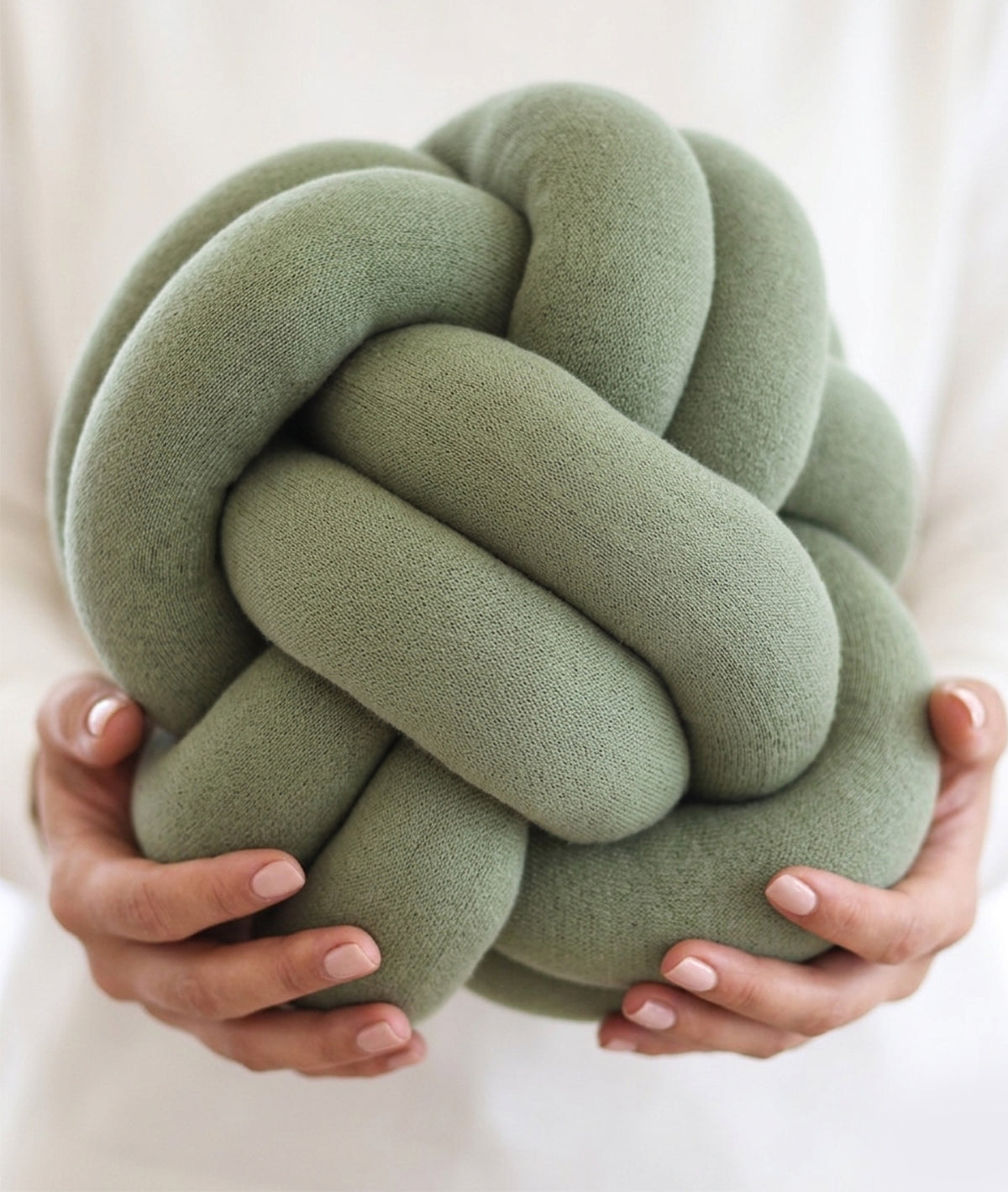 Nodo Cotton Knitted Decorative Green Color 11 x 11 Inches Knot Pillow ...