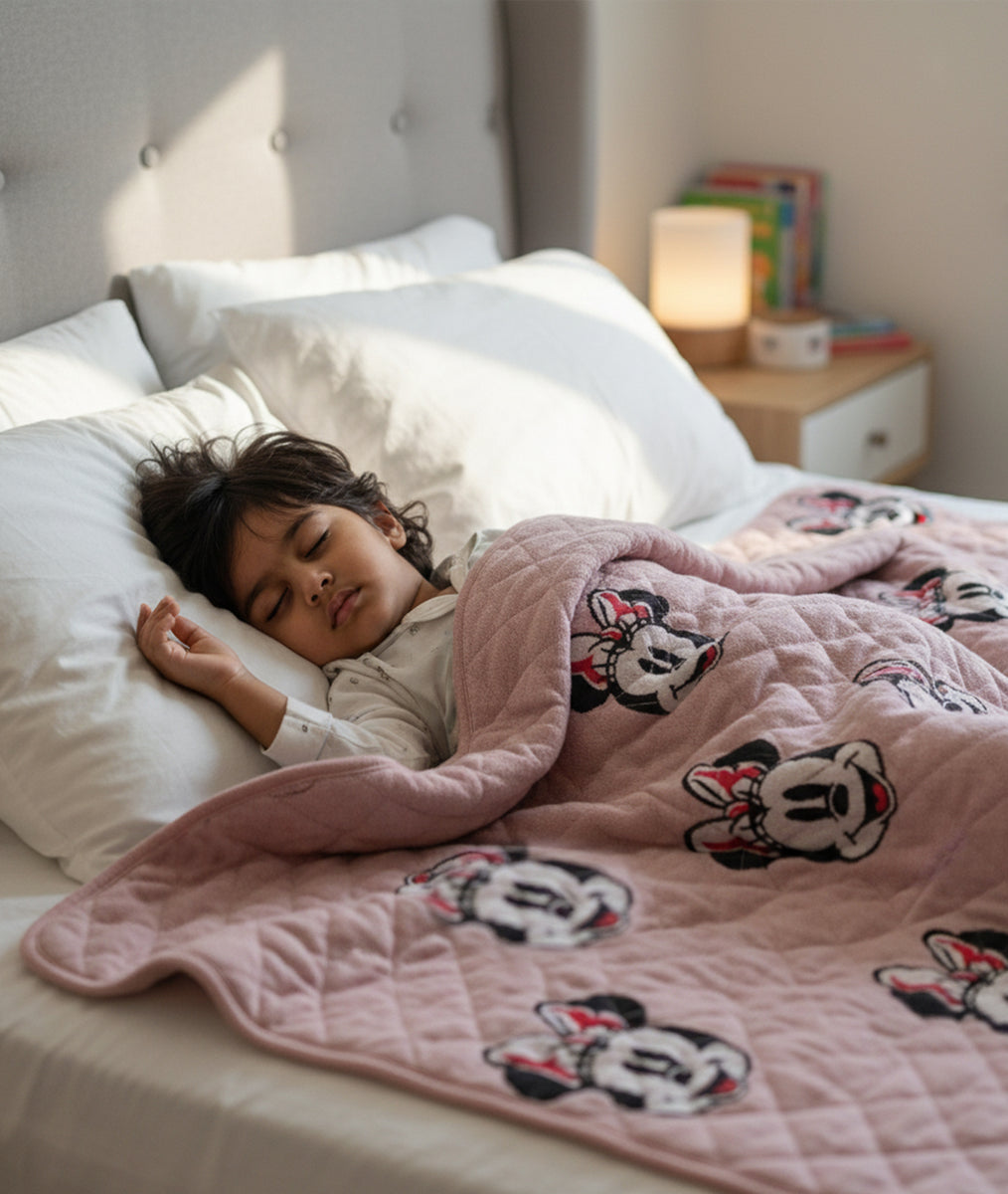 Minnie Cotton Knitted Quilted Blanket for Babies & Kids (Pink) (125cm ...