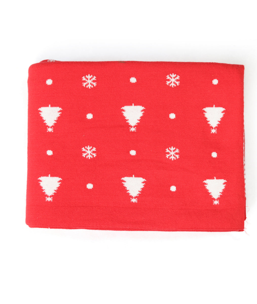 Christmas Tree Red 100% Cotton Knitted All Season AC Throw Blanket ...