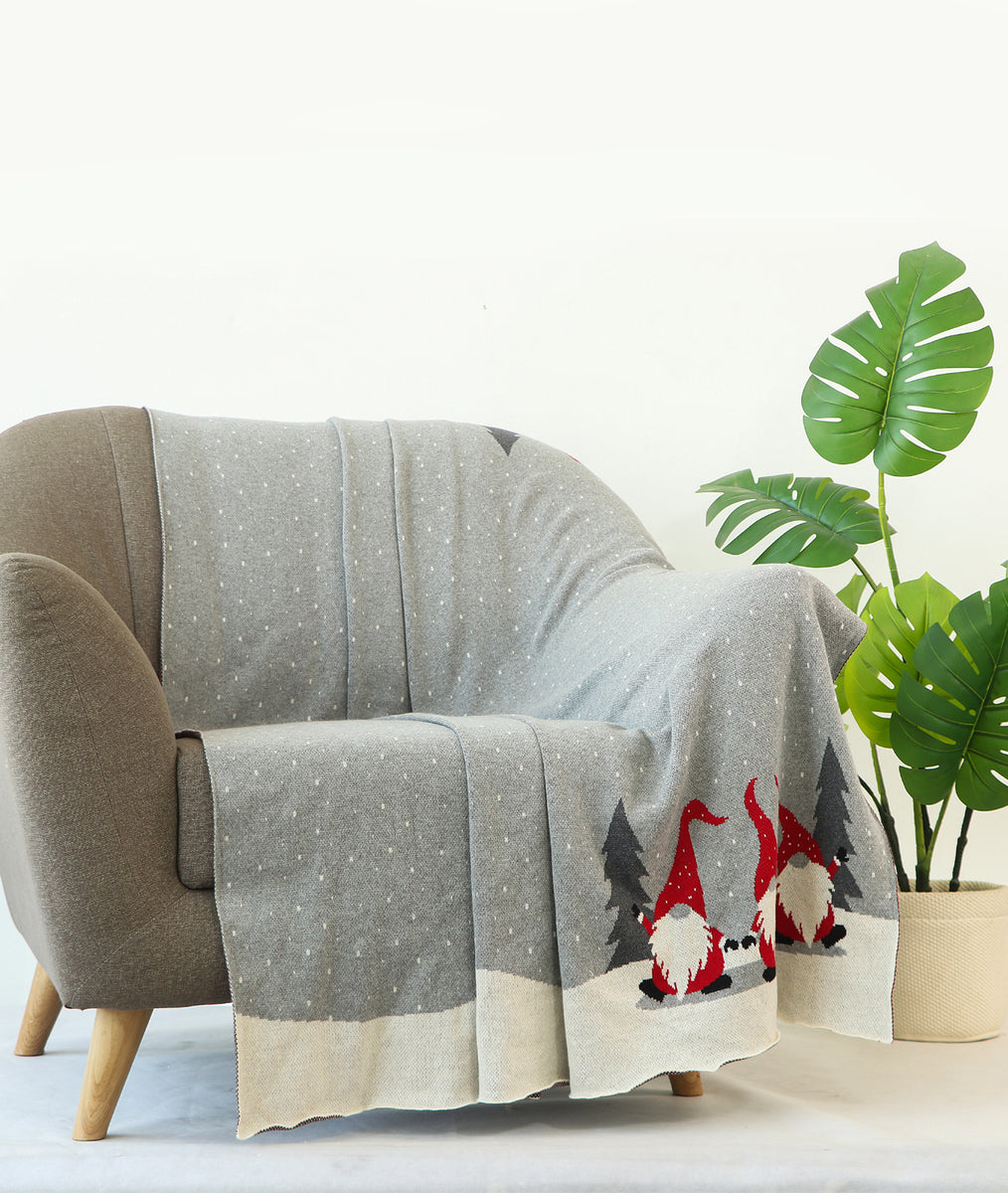 Advent Grey 100% Cotton Knitted All Season AC Throw Blanket – Pluchi Online