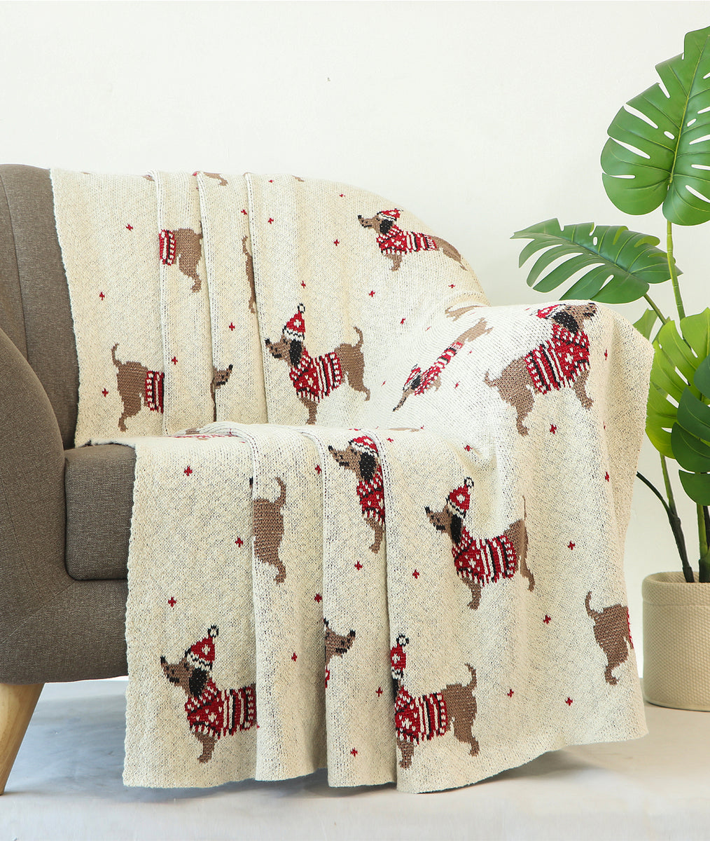 Yule Dog Natural 100% Cotton Knitted All Season AC Throw Blanket ...