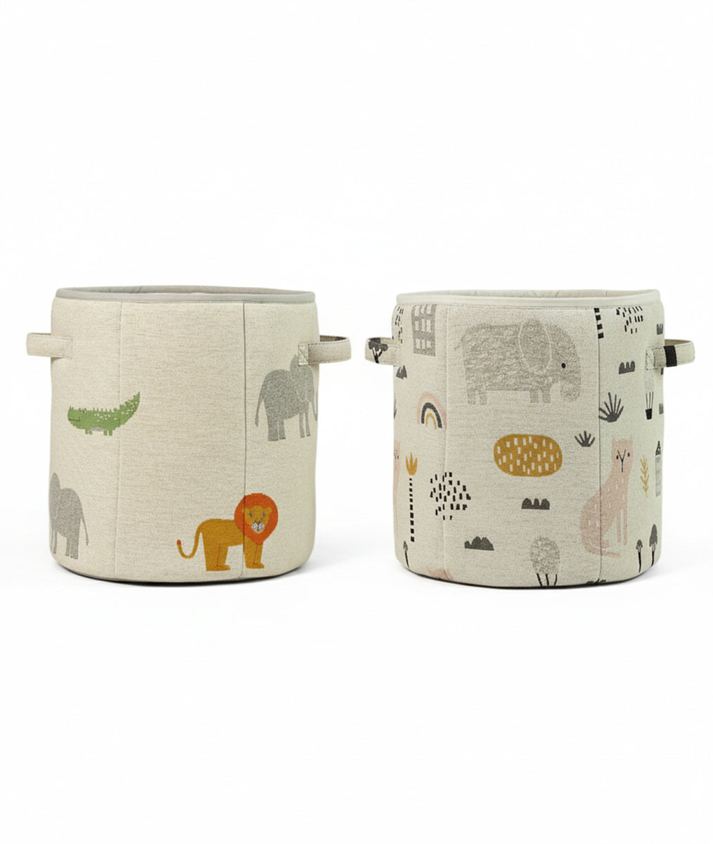 Safari in Woodland Cotton Knitted Large Kids Baskets Combo Set (2 pcs ...