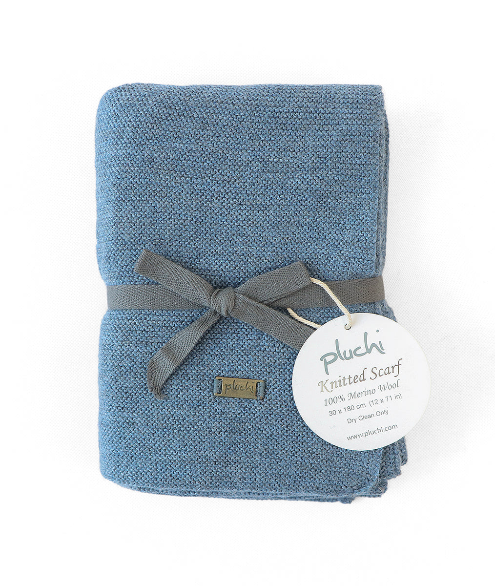 Transfer Knit Pure Merino Wool Scarf (Blue Mix) – Pluchi Online