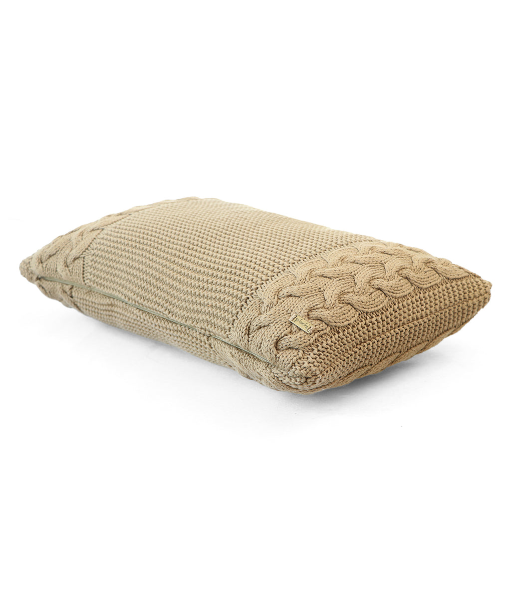 Archer Cotton Knitted Decorative Khaki Cream Color 12 x 20 Inches Pill ...
