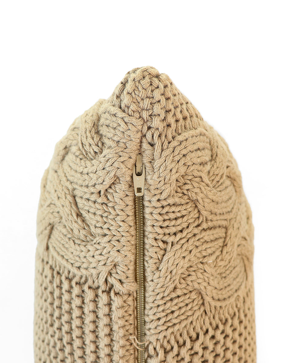 Archer Cotton Knitted Decorative Khaki Cream Color 12 x 20 Inches Pill ...