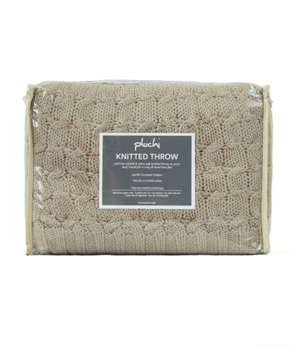 Kelly Knit Cotton Knitted All Season AC Throw Blanket (Stone) – Pluchi ...