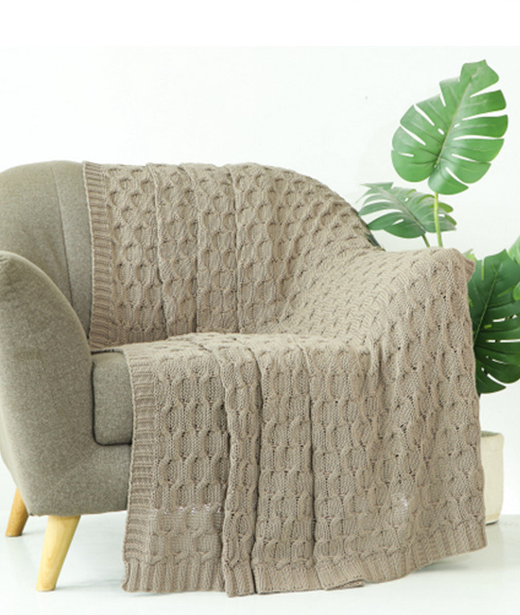 Kelly Knit Cotton Knitted All Season AC Throw Blanket (Stone) – Pluchi ...