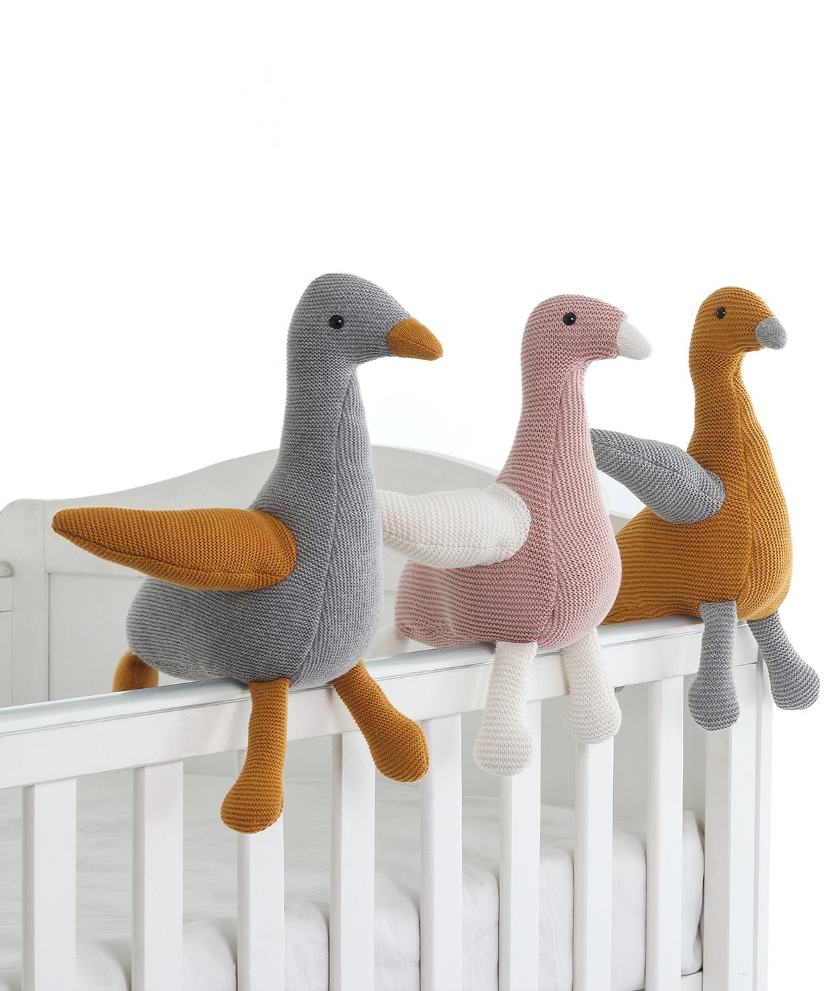 Chuckles Bird Cotton Knitted Stuffed Soft Toy (Pale Pink & Ivory ...