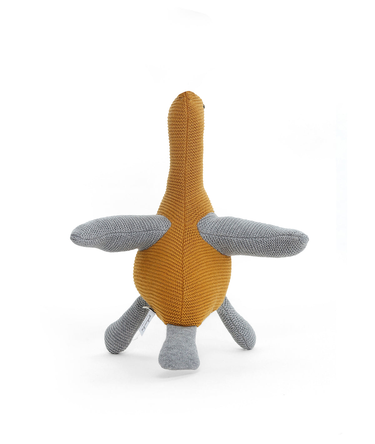Chuckles Bird Cotton Knitted Stuffed Soft Toy (Mustard & Light Grey Me ...