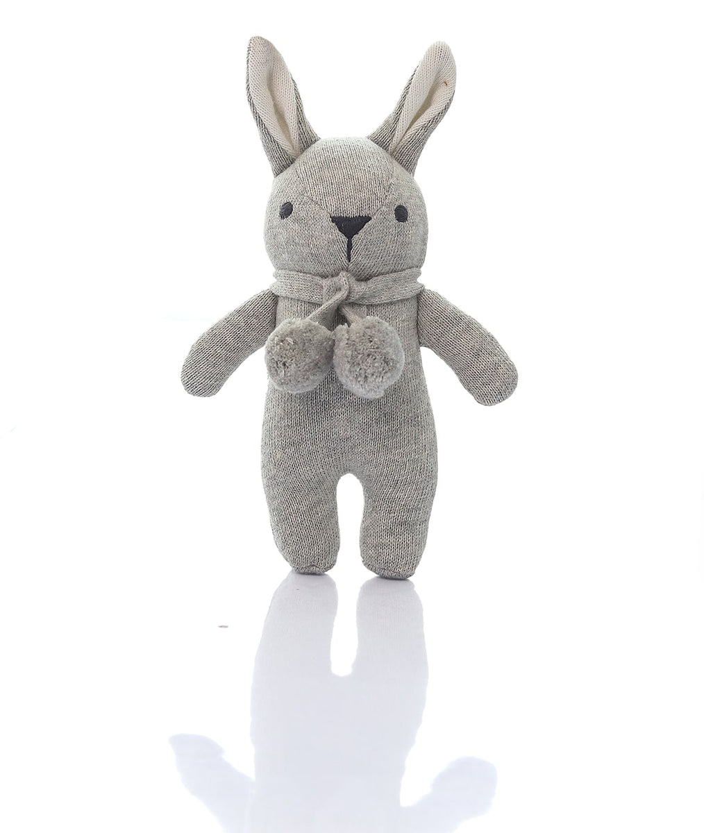 Toto Bear Cotton Knitted Stuffed Soft Rattle Toy (Vanilla Grey Melange ...