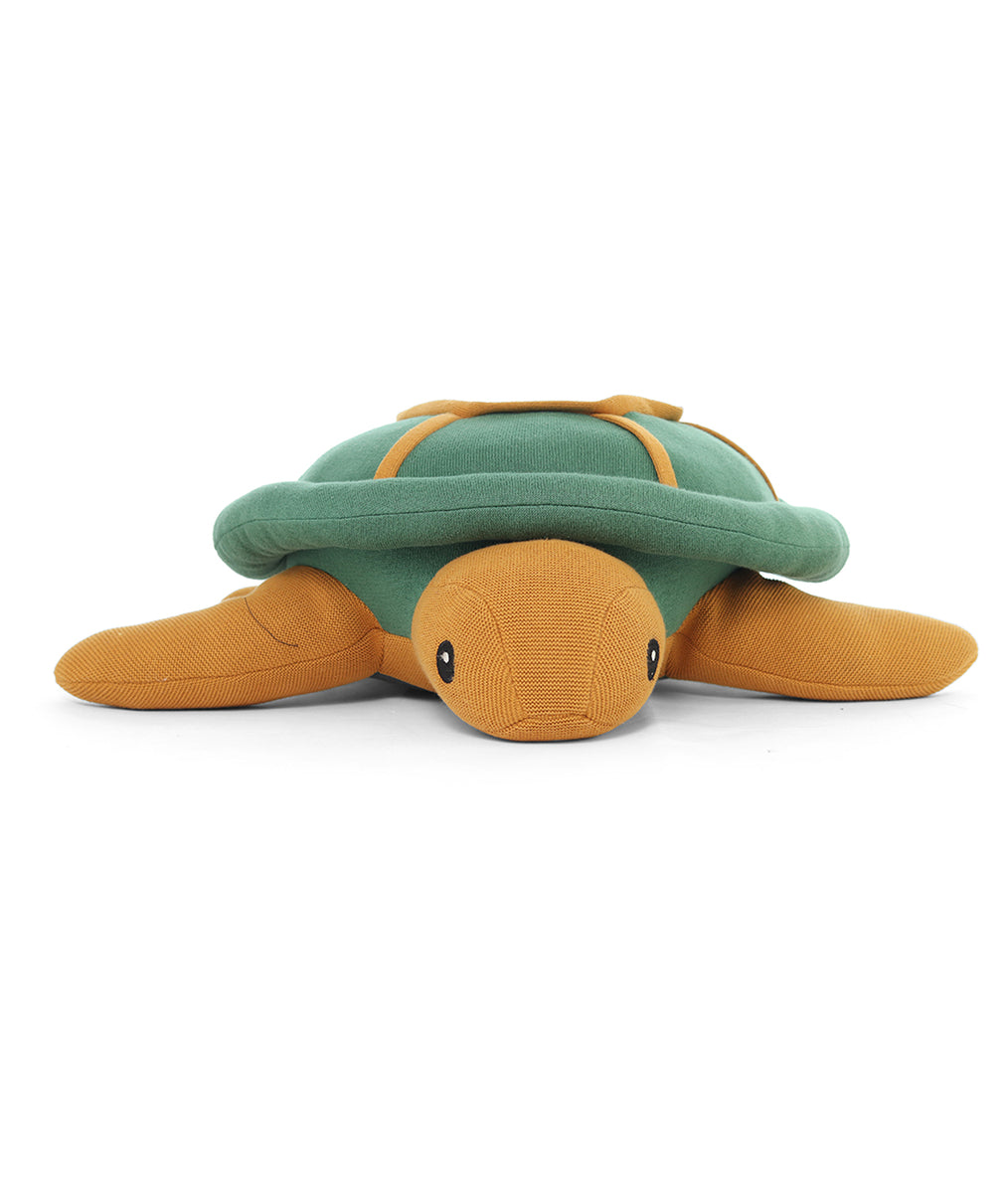 Pokey Turtle Cotton Knitted Stuffed Soft Toy (Green & Mustard) – Pluchi ...