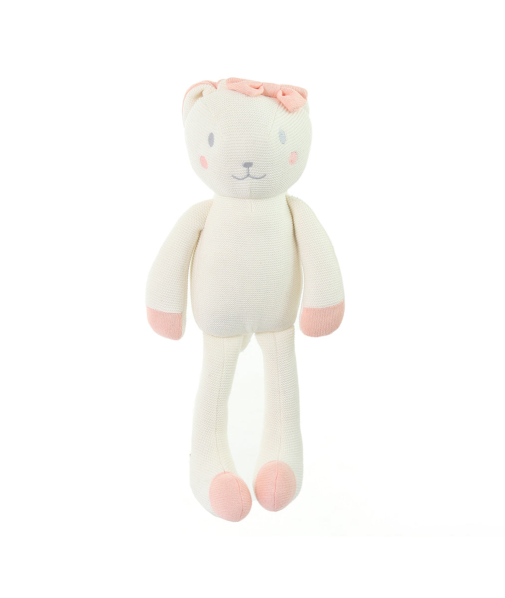 Berry Bunny Cotton Knitted Stuffed Soft Toy (Ivory & Baby Pink ...