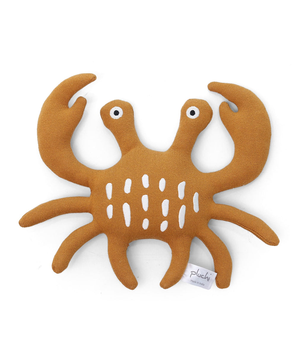 Crabby Cotton Knitted Stuffed Soft Toy (Mustard) – Pluchi Online