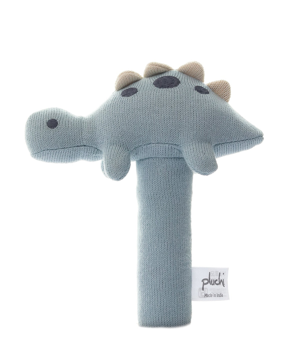 Stego Dino Cotton Knitted Stuffed Soft Rattle Toy (Baby Blue) – Pluchi ...