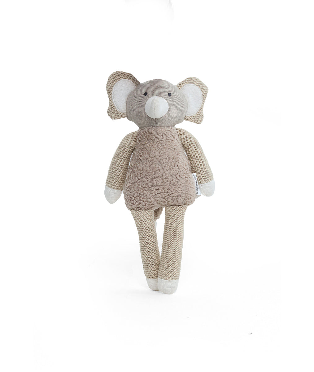 Tiny Trunk Cotton Knitted Stuffed Soft Toy (Silver Birch & Ivory ...