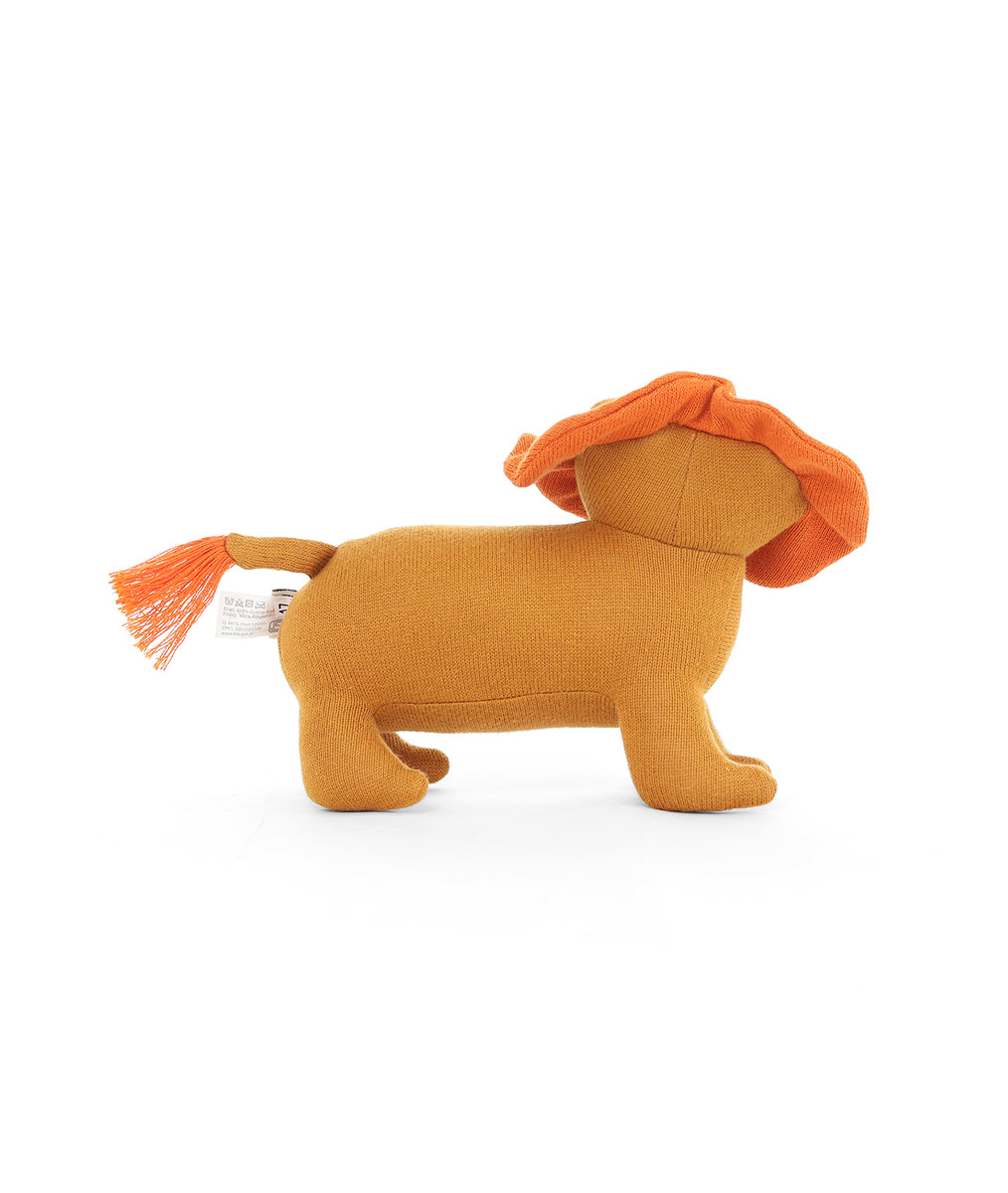 Rebel the Lion Cotton Knitted Stuffed Soft Toy (Honey Gold & Orange ...