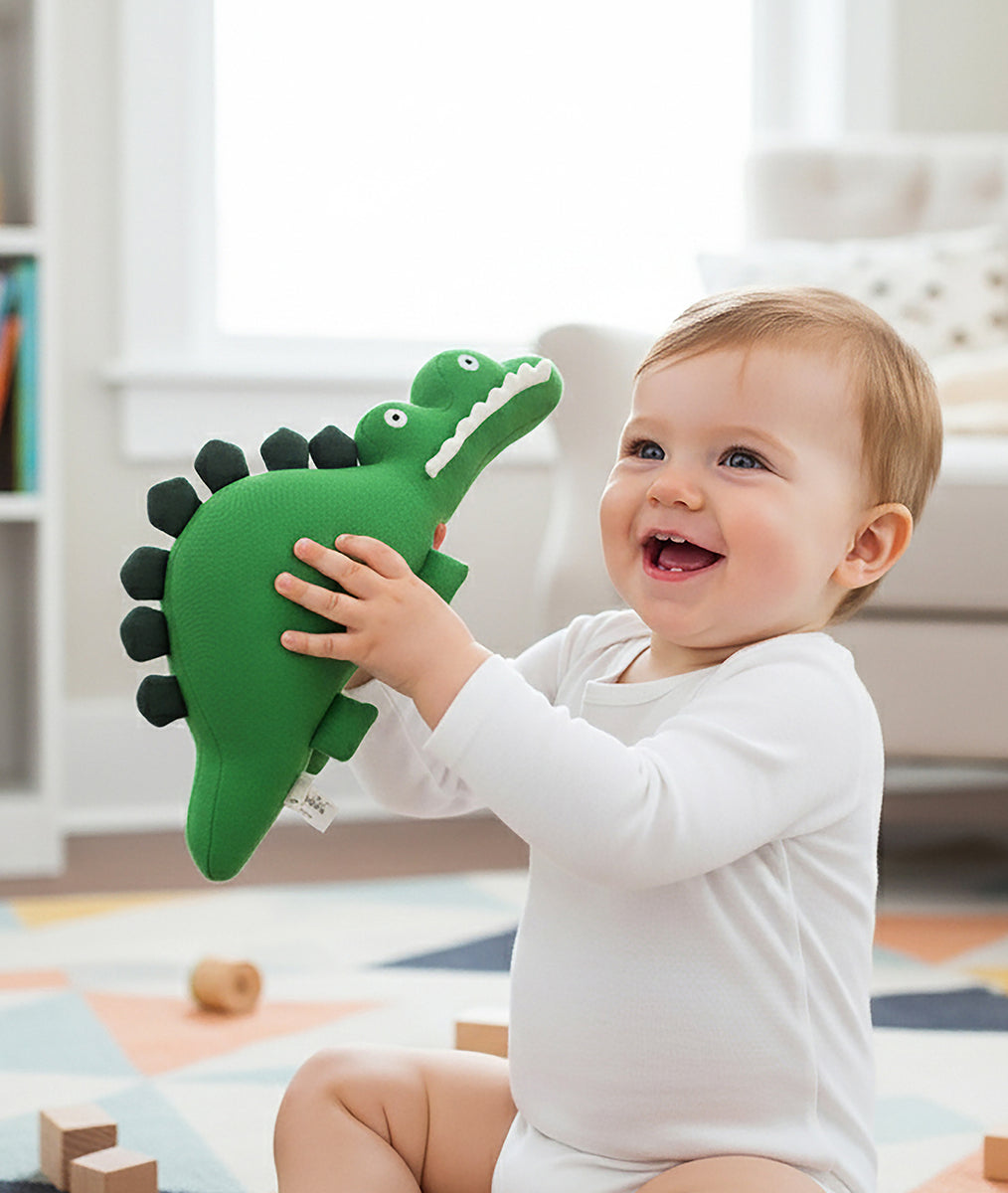 Snapper Cotton Knitted Stuffed Soft Toy (Hot Green, Charcoal & Felt ...