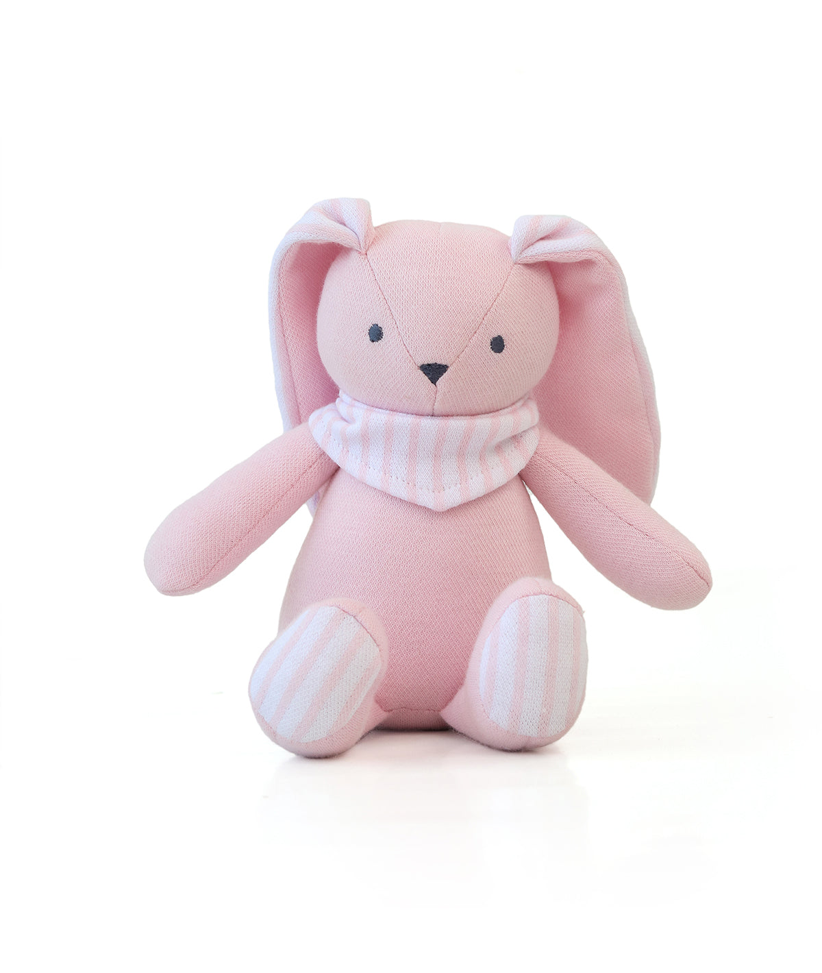 Queenie Bunny Hop Toy Cotton Knitted Stuffed Soft Rattle Toy (Light Pi ...
