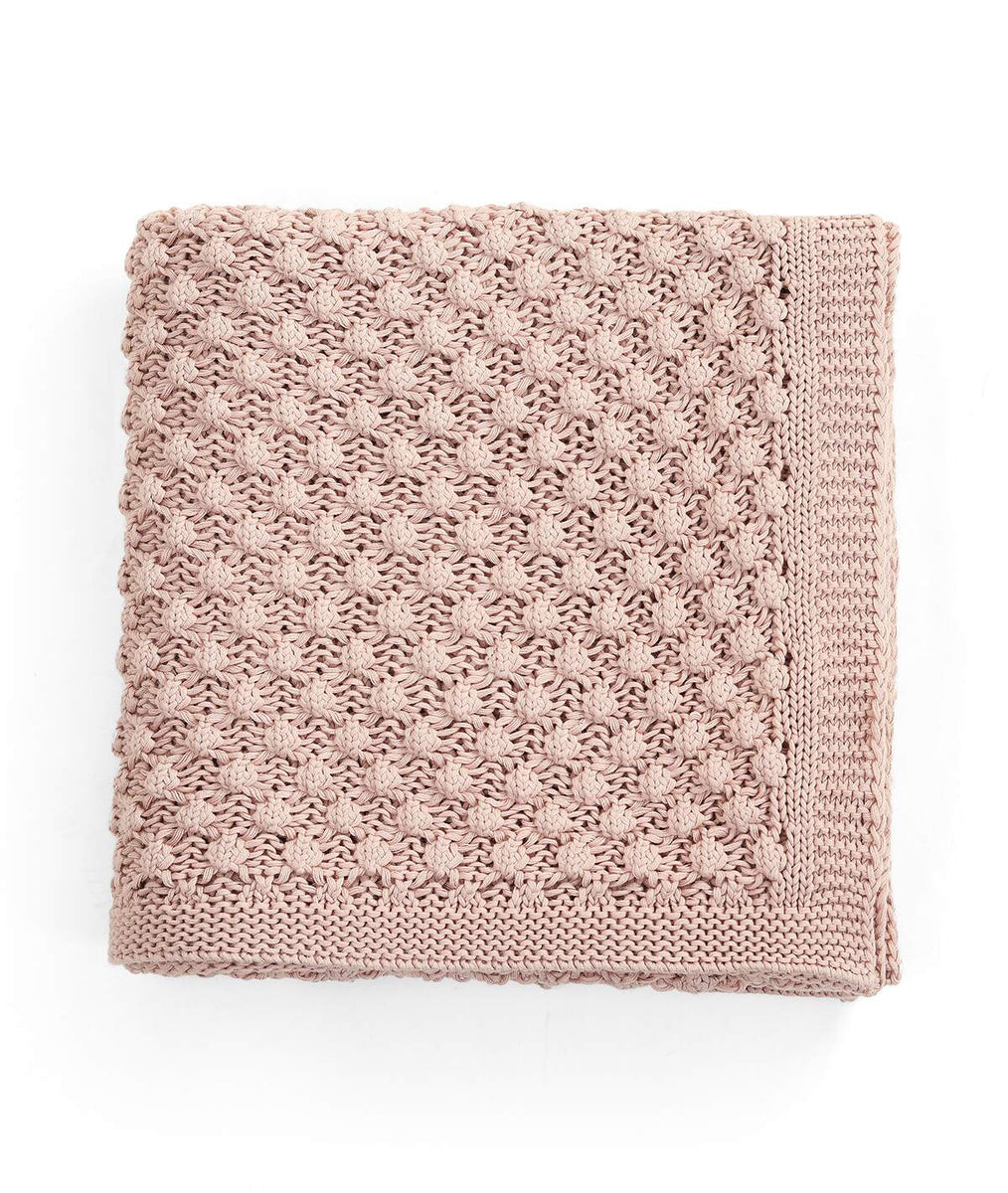Popcorn Knit Cameo Pink Color Cotton Knitted Throw /Blanket For Round ...