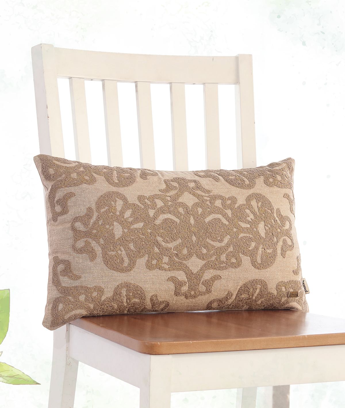 Damask Embroidery Cotton Knitted Decorative Stone Color 12 x 20 Inches ...