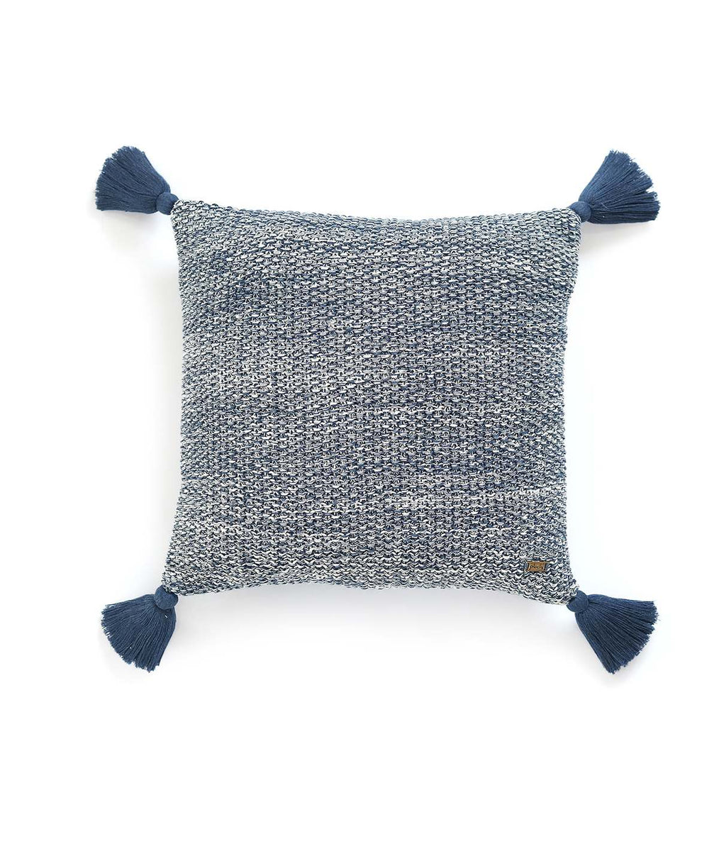 Moss knit Cotton Knitted Decorative Navy & Natural Color 16x16 Inches ...