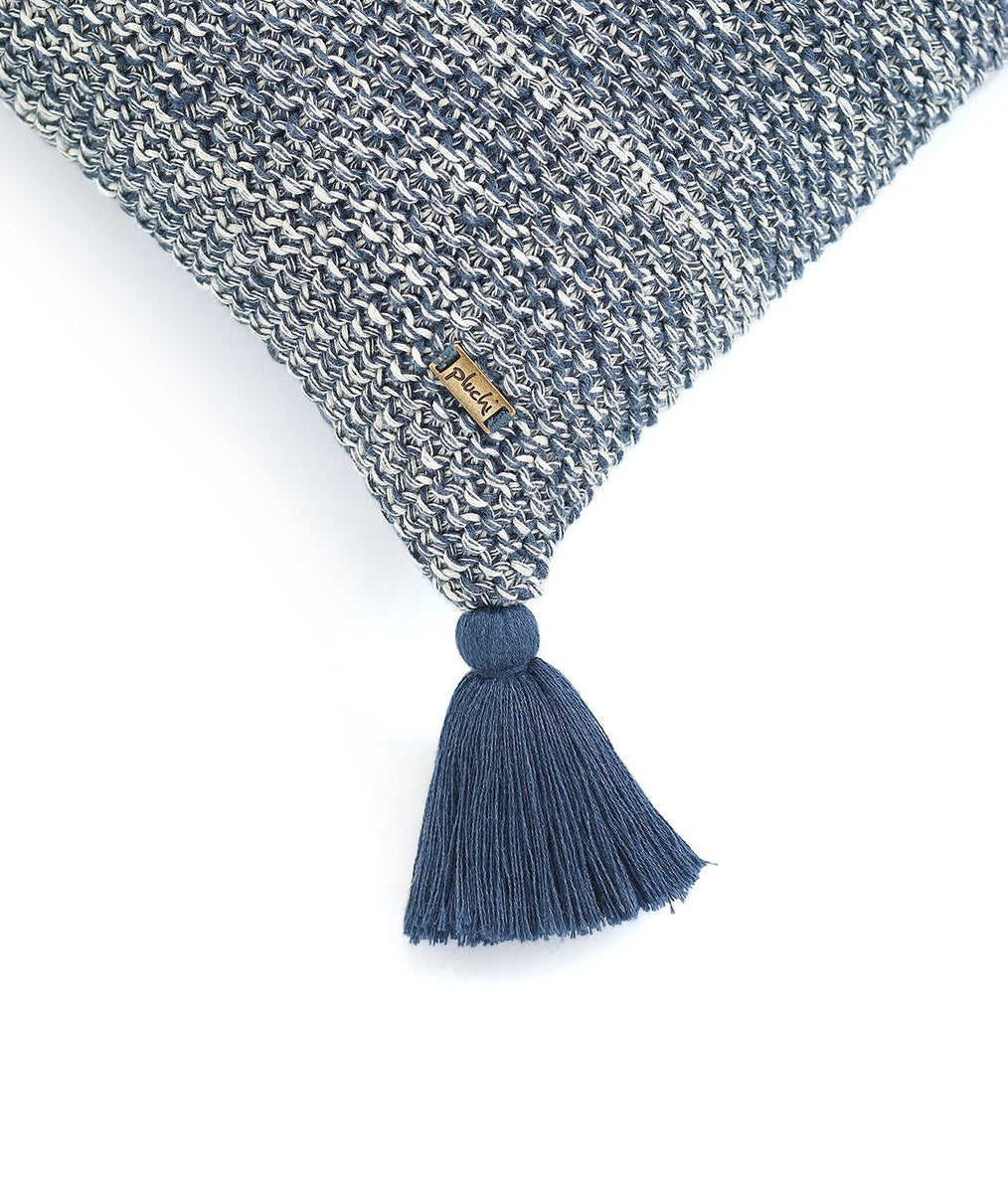 Moss knit Cotton Knitted Decorative Navy & Natural Color 16x16 Inches ...