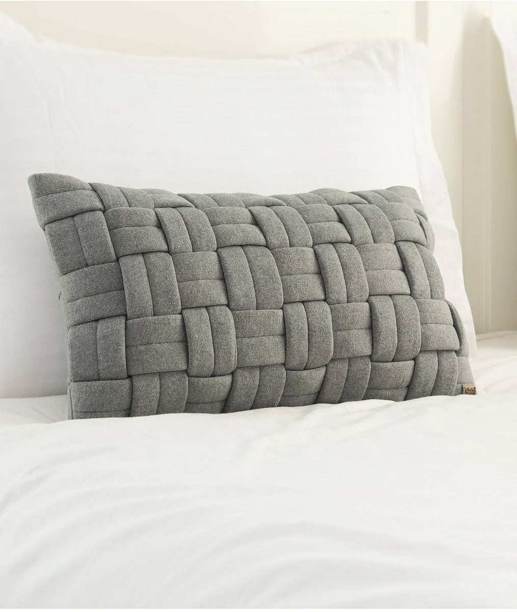 Basket Knit Cotton Knitted Decorative Light Grey Melange Color 12 x 20 ...