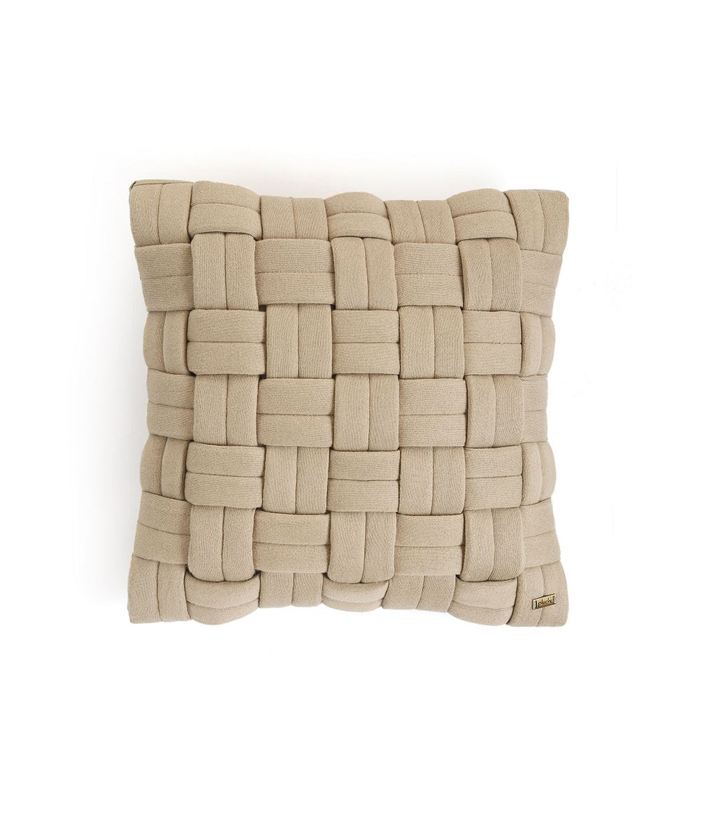 Basket Knit Cotton Knitted Decorative Sandy Brown Color 16 x 16 Inches ...