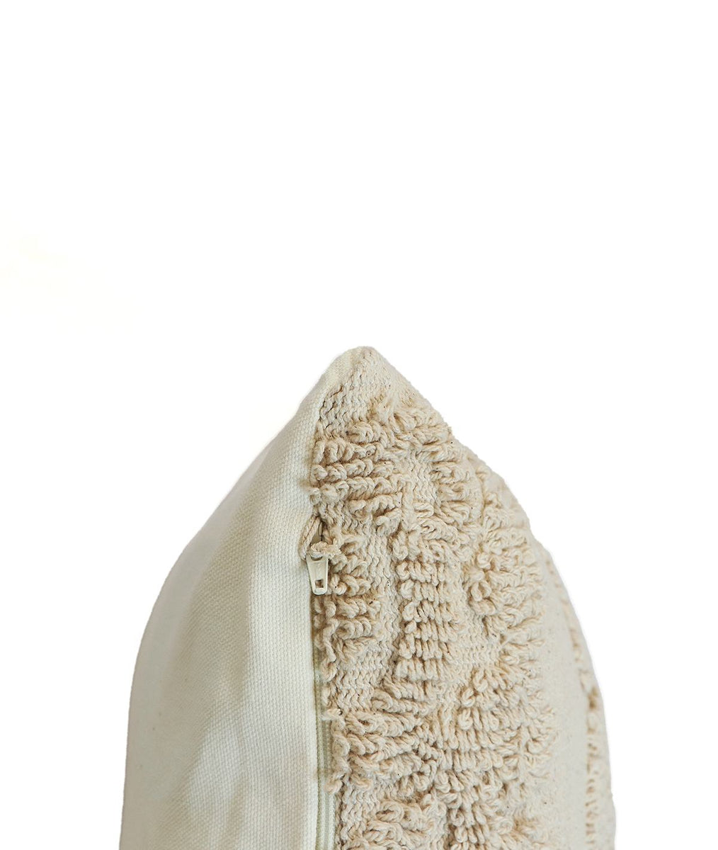 Damask Cotton Knitted Decorative Tufted Cushion Cover -Natural – Pluchi ...