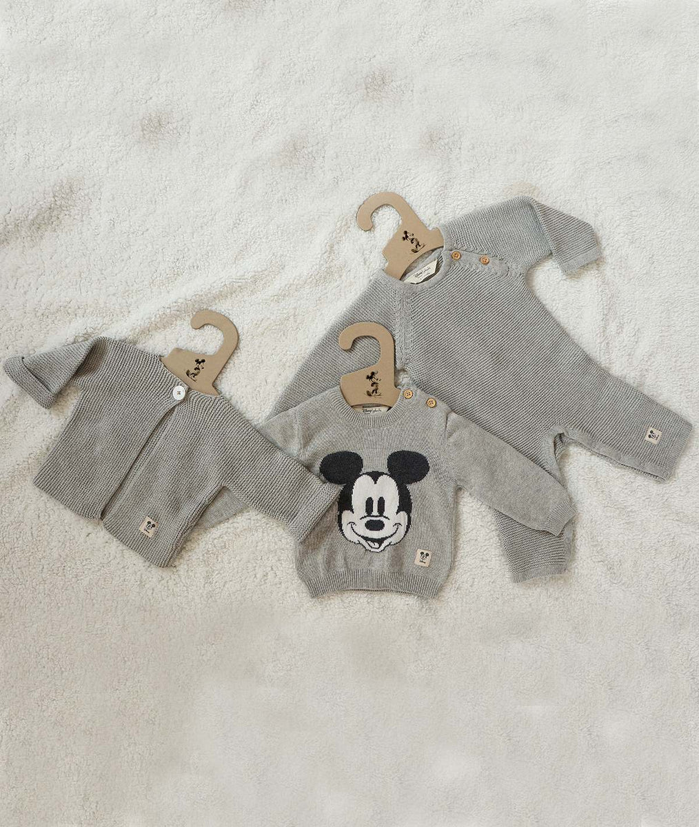 Mickey Mouse Cardigan for Newborn Babies in Vanilla Grey Melange Color ...