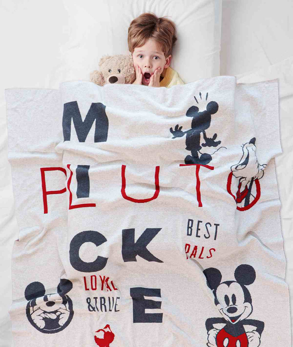 Mickey & Pluto Best Pals Disney Cotton Knitted Throw / Ac Blanket For ...