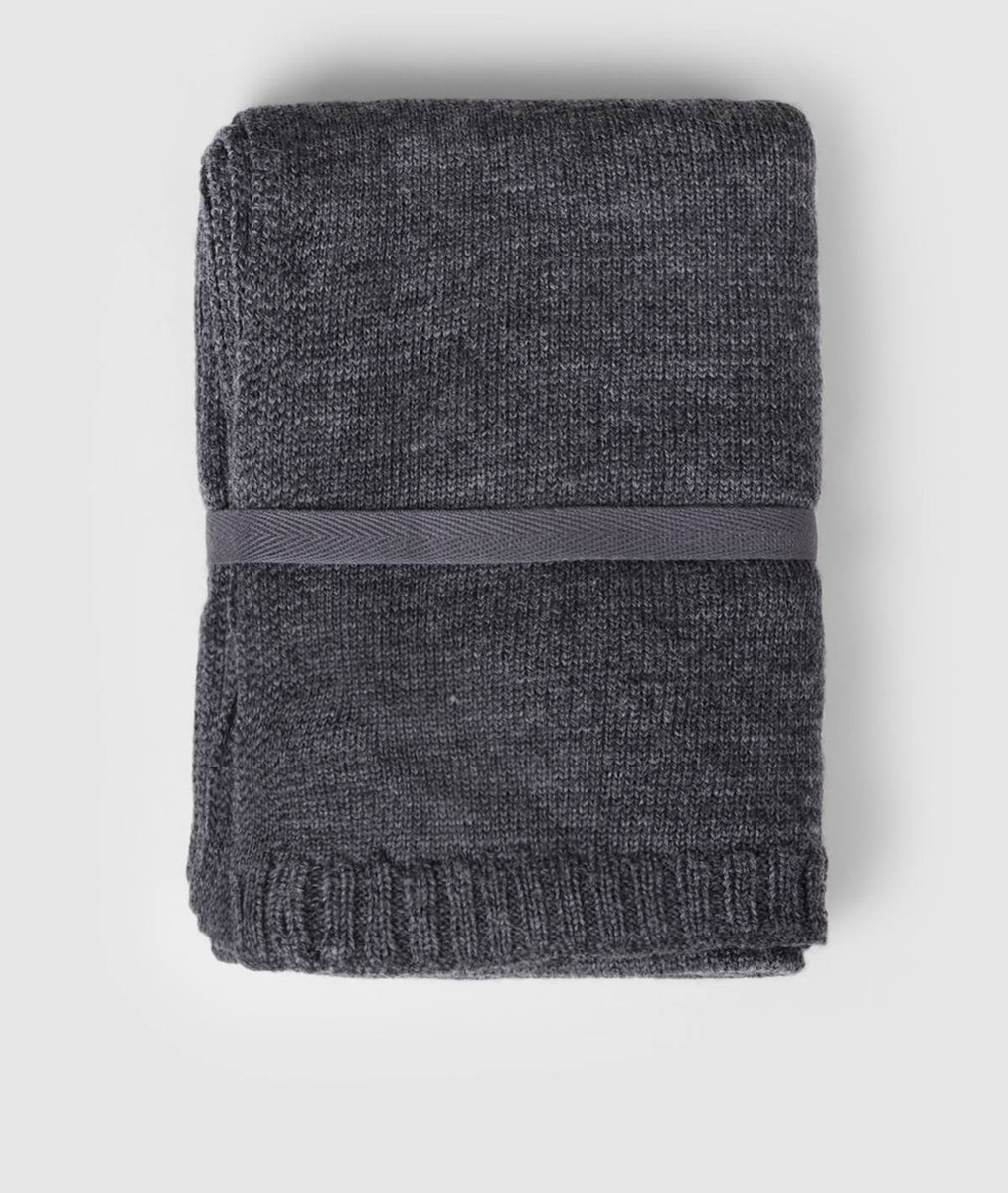 Transfer Knit Pure Merino Wool Scarf (Charcoal Grey) – Pluchi Online