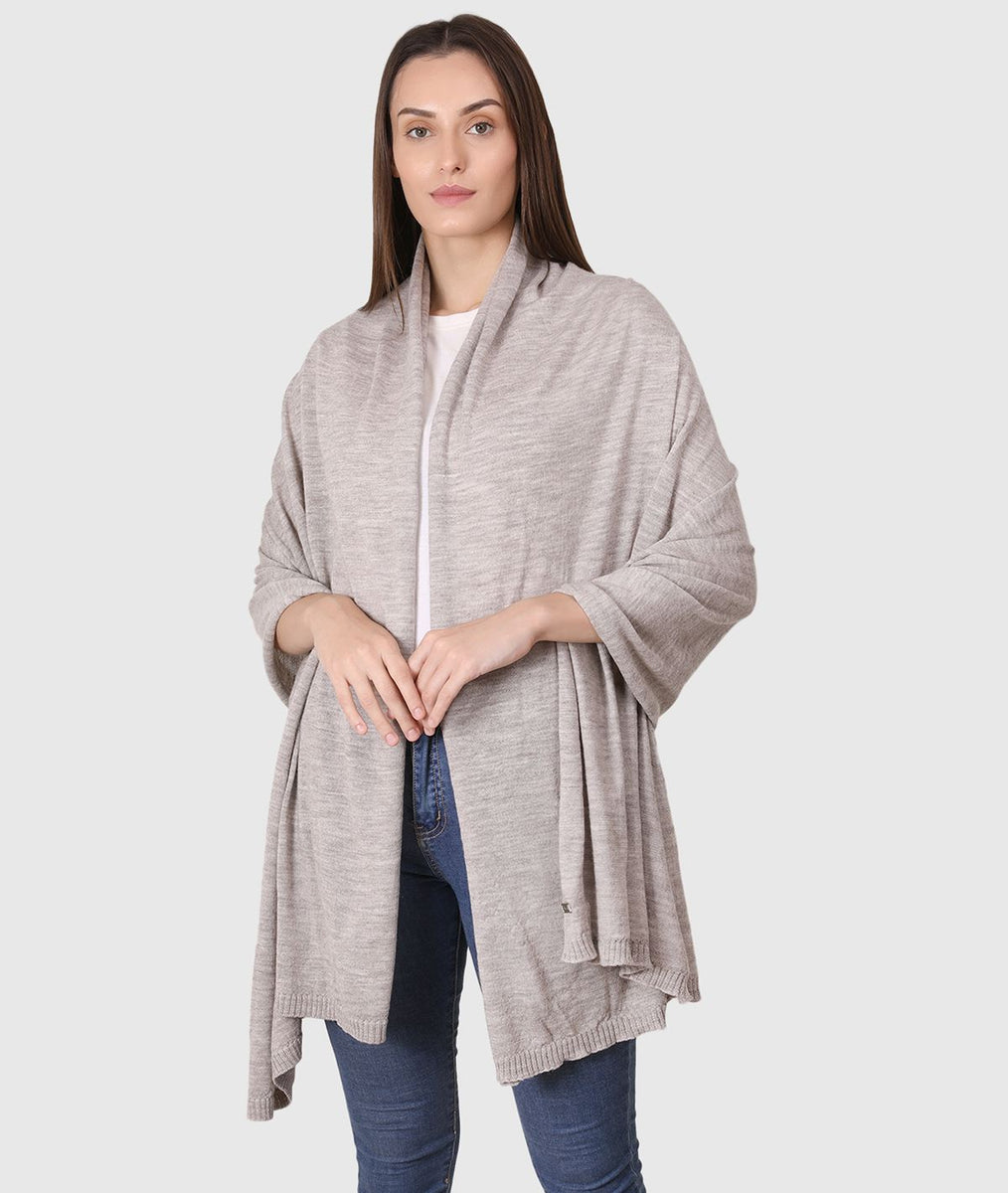 Jersey Knit 100% Merino Wool Shawl (Fawn Melange) – Pluchi Online