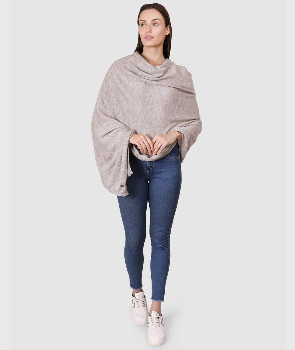 Jersey Knit 100% Merino Wool Shawl (Fawn Melange) – Pluchi Online